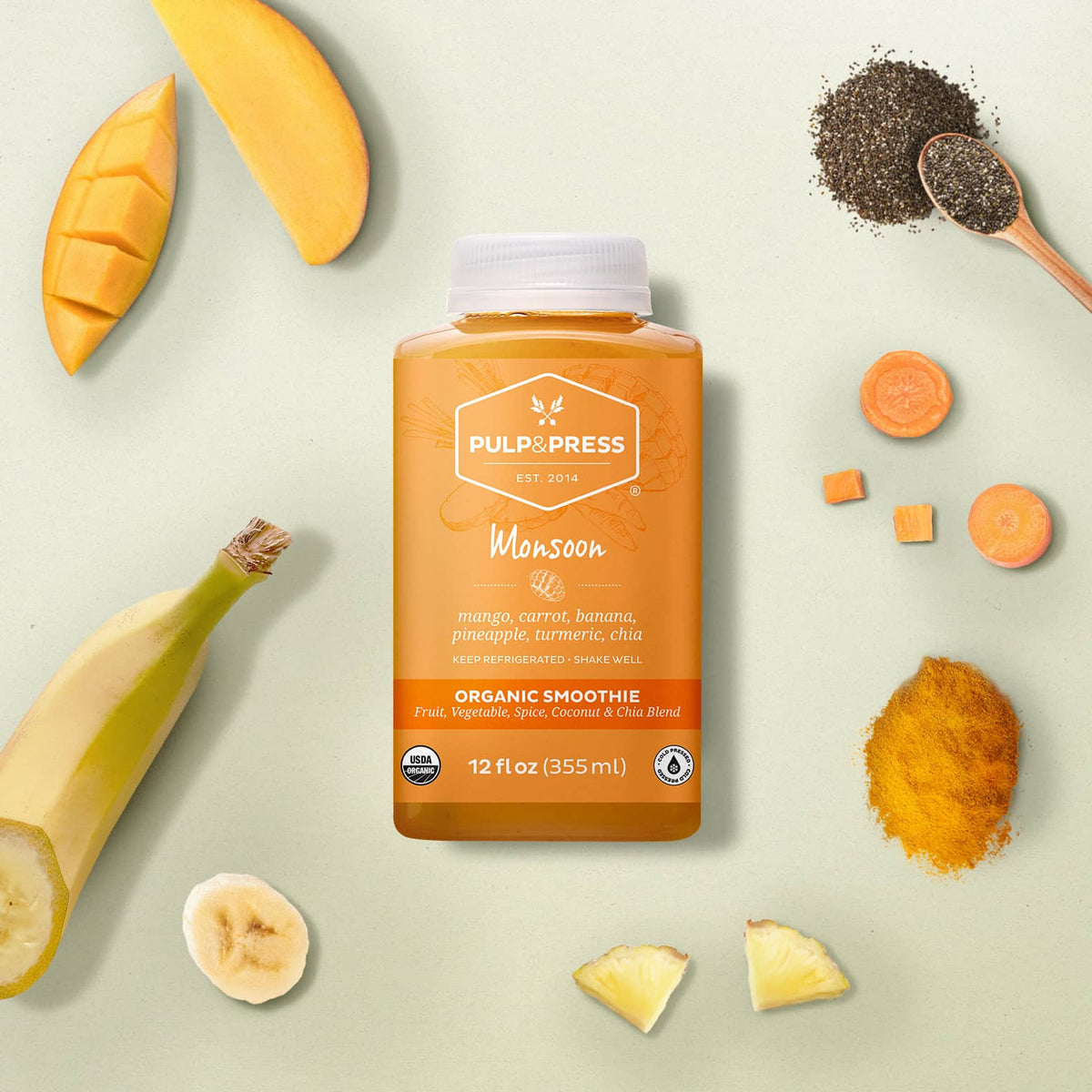 Organic Mango, Banana, Lemon, Pineapple & Carrot Detox Smoothie | Pulp ...